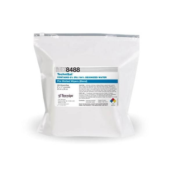 TX8488 Texwipe TechniSat 9"x11" Cleanroom Wipers 6% IPA