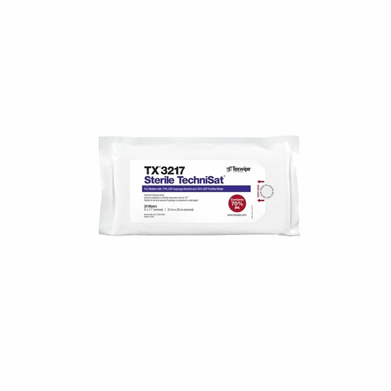 TX3217 Texwipe Sterile TechniSat 9"x11" Cleanroom Wipers 70% IPA